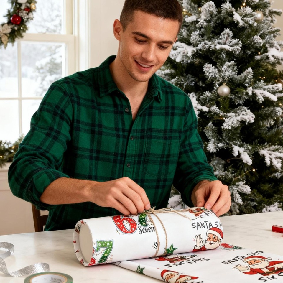 Vintage Christmas Wrapping Paper Funny Santa Home Decor Christmas ...