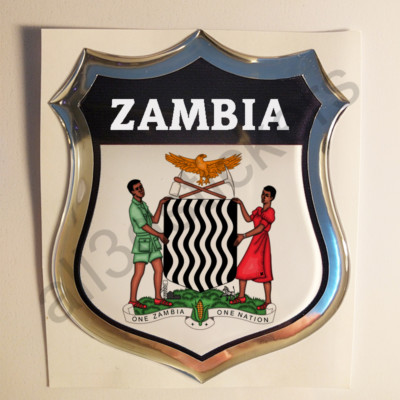 Sticker Zambia Emblem Coat of Arms Shield 3D Resin Domed Gel Vinyl ...