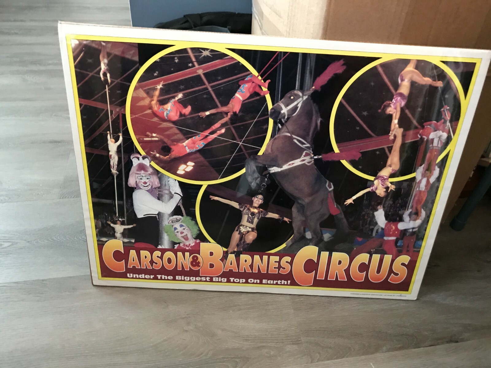 VINTAGE CARSON & BARNES CIRCUS POSTER 18" X 24" AERIAL ACTS & GROUND ...