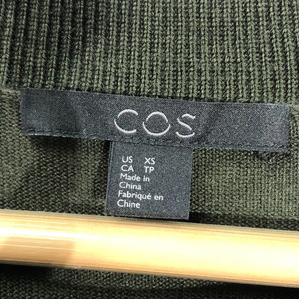 COS Forest Green 100% Wool Knit + 100% Lyocell Twill Asym. Hem Tunic ...