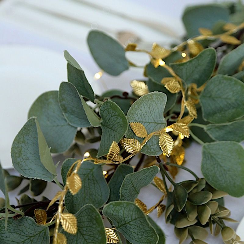 Metallic Gold 15 feet Rose Leaves Fairy Lights Battery Operated LED ...