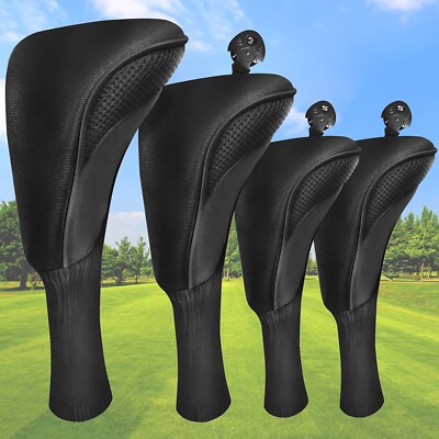 4pcs Golf Hybrid Club Head Covers Set of 4 with Interchangeable No.Tag ...