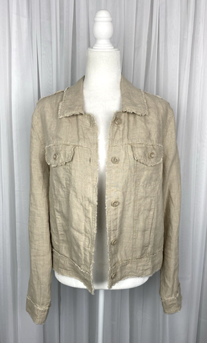Tommy Bahama Two Palms Women’s Size L Light Beige 100% Linen Raw Edge ...