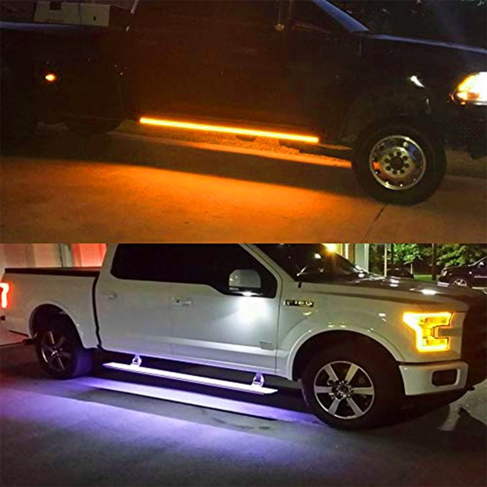 2X 60" Running LED Board Light Side Step Strip Bar White Amber Turn ...