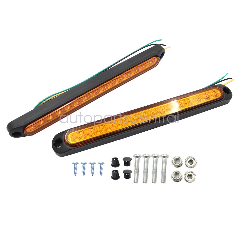 2X 15LED Amber Car Truck DRL Brake Turn Signal Side Marker Tail Strip ...