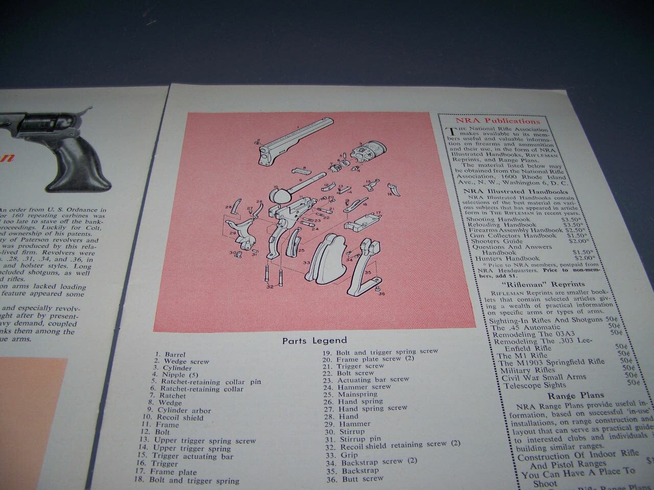 HISTORY: COLT PATERSON REVOLVER..TAKEDOWN/EXPLODED VIEW..(786W) | eBay