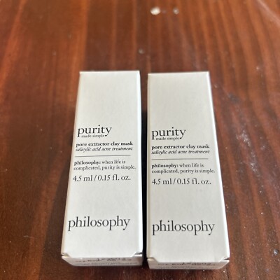 2X PHILOSOPHY PURITY MADE SIMPLE PORE EXTRACTOR CLAY MASK 0.15oz / 4 ...