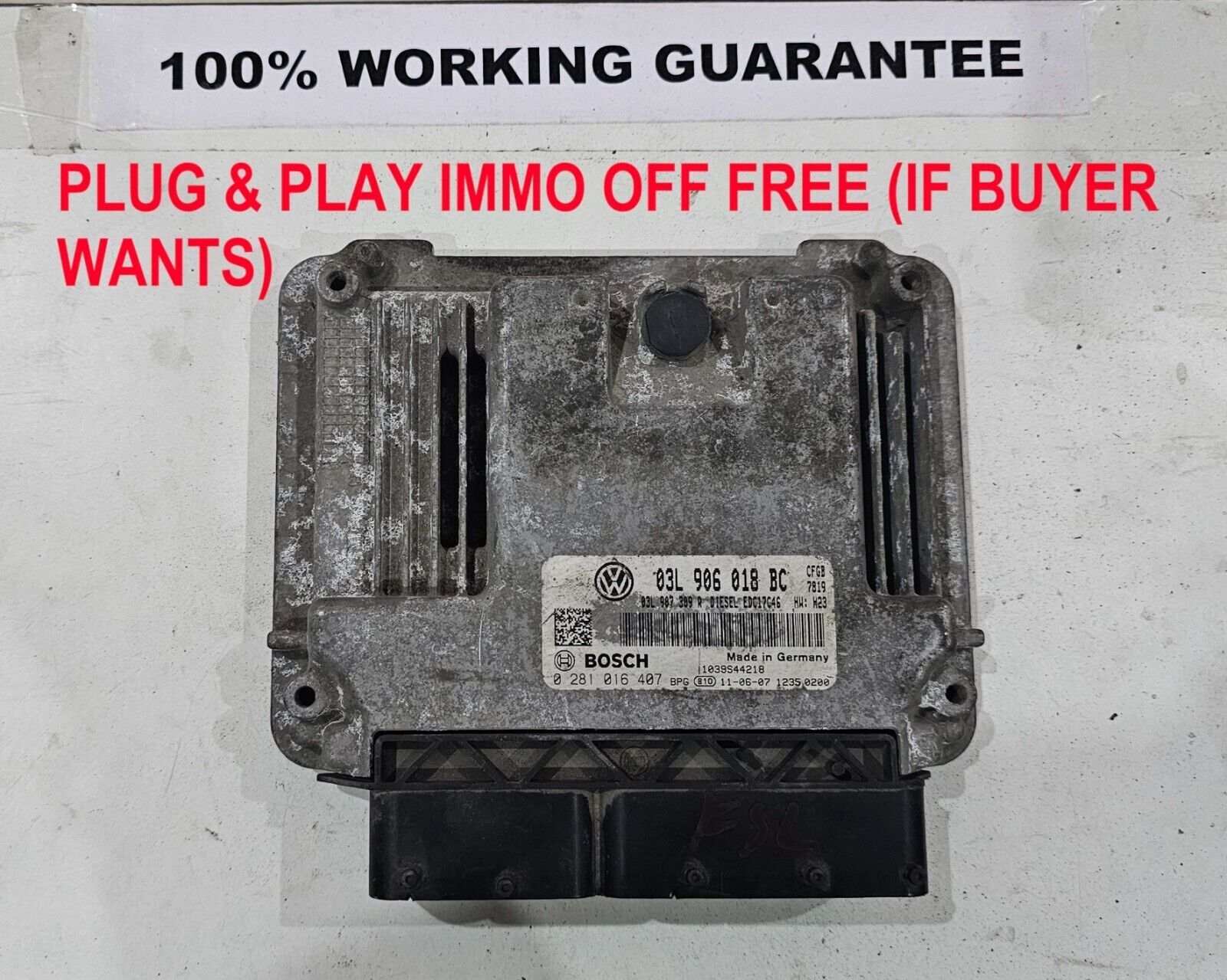 03L906018BC 0281016407 BOSCH EDC17C46 VW GOLF6 SCIROCCO 2.0TDI 100% ...