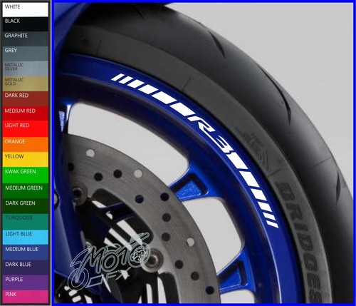 8 x YAMAHA R3 Wheel Rim Decals Stickers - 20 colours available - yzf r3 ...
