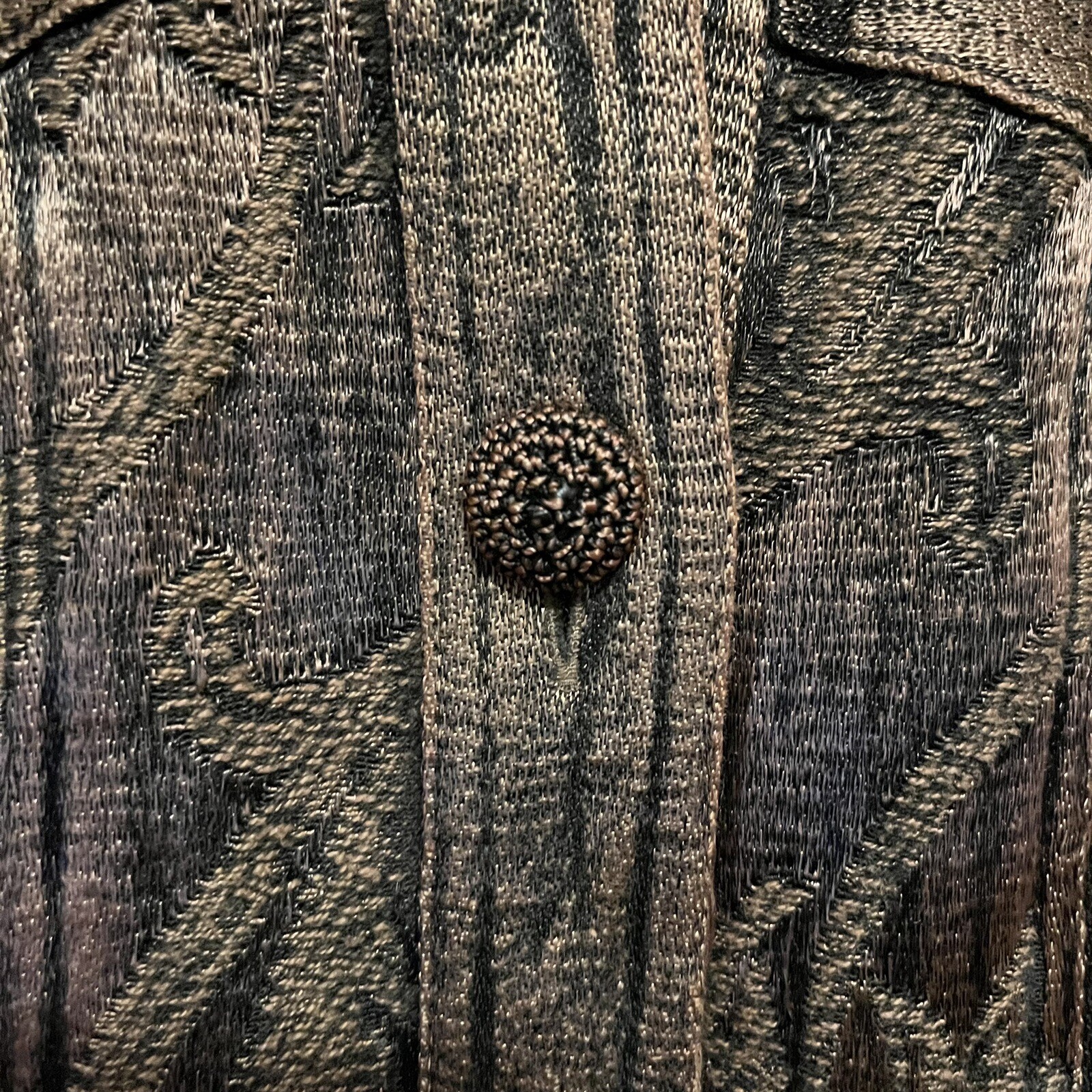 Vintage Flashback Embroidered Coated Jacket Lace Hem … - Gem