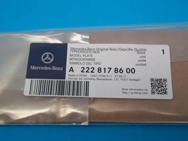 Genuine Mercedes-Benz Nameplate 2228178600 OEM for sale online | eBay