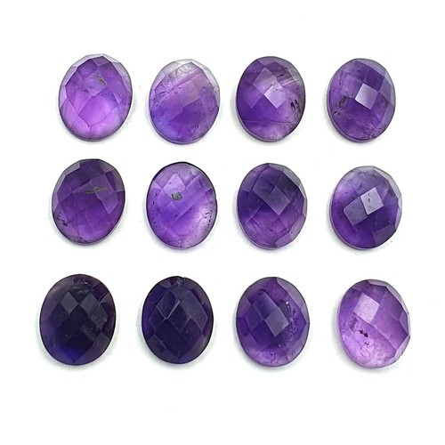 Natural Brazilian Amethyst Oval Checker Cut Loose Stone Lot 16 Pcs 9*11 ...