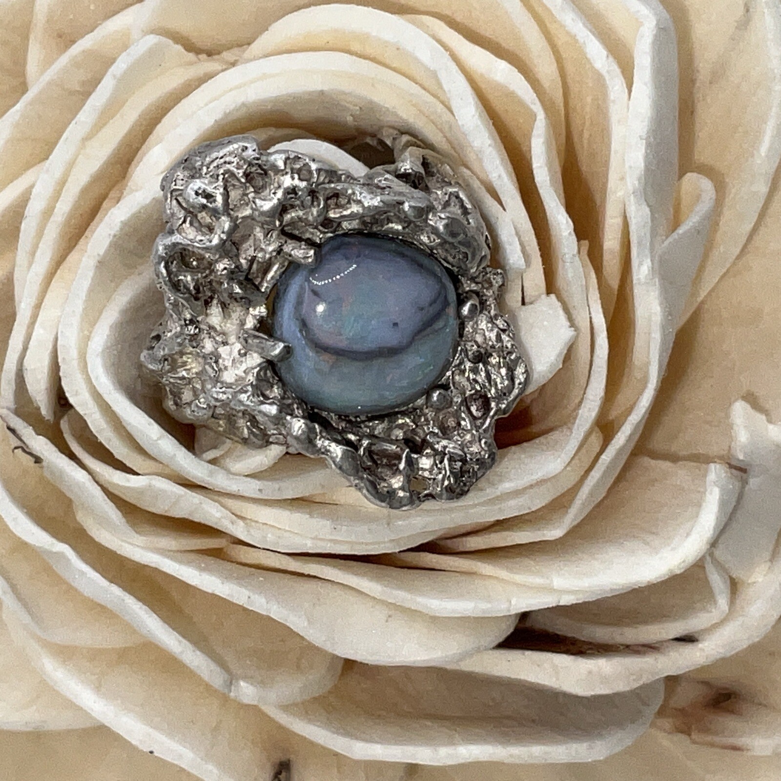 Contemporary Genuine Opal Ring Sterling Hand Wrought … - Gem