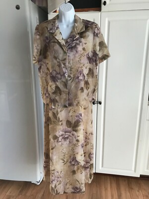 Pre-Owned Women's Connected 2-Piece Dress/Cover Top Size 12 Floral ...