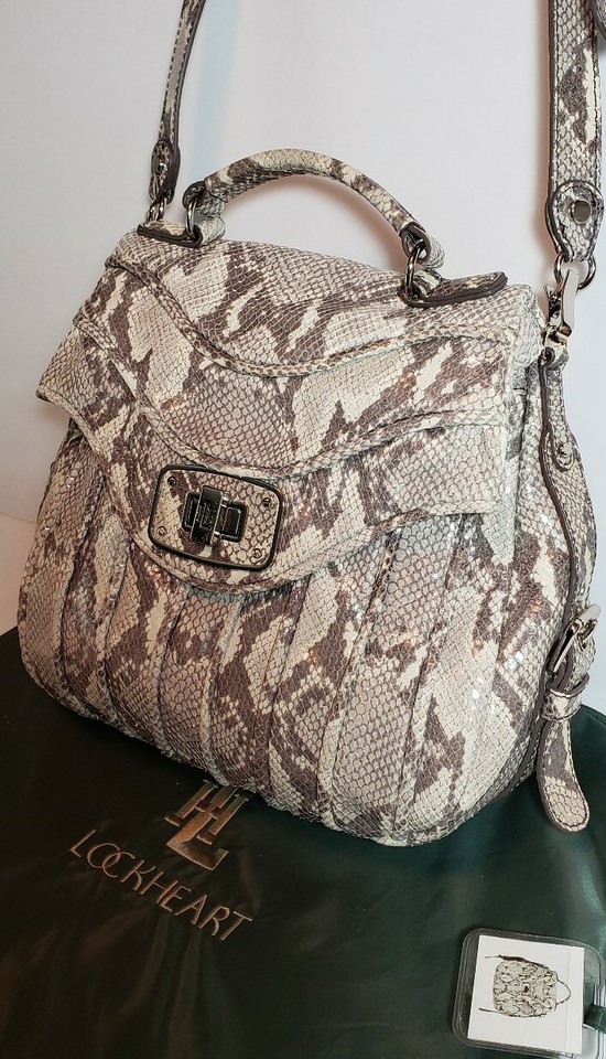LOCKHEART MAGGIE SNAKE EMBOSSED LEATHER SHOULDER CROSSBODY PURSE ...