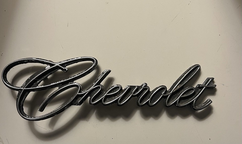 Vintage CHEVROLET Emblem Metal Script Logo Lettering RARE Chevy Badge ...