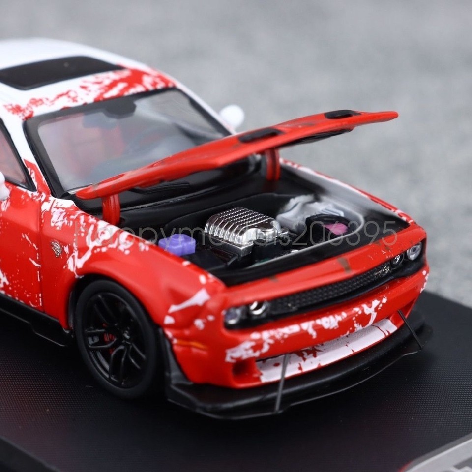 SH 1:64 Scale Red White Challenger SRT Muscle Hellcat Model Diecast ...
