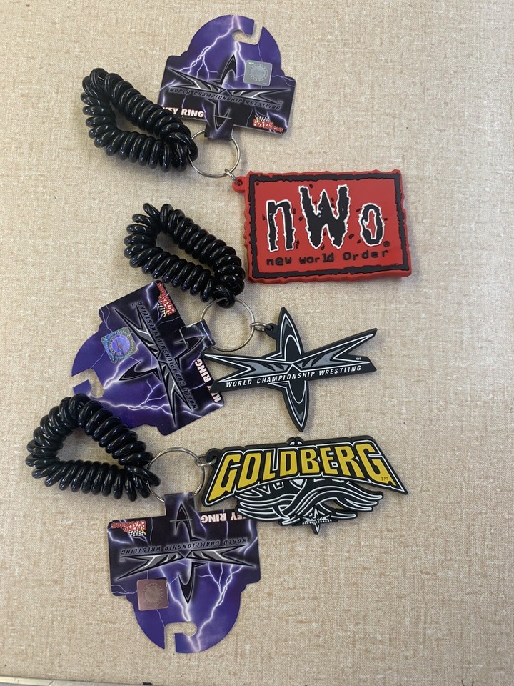 1999 Sealed WCW Keychain Set of 3 (NWO, Goldberg, WCW) New World Order ...