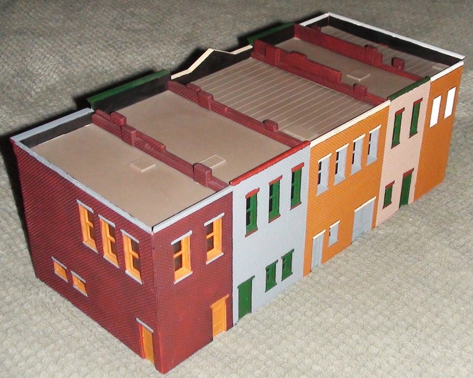 HO SCALE MERCHANTS ROW 1 ~ 5 STORES BUILT IN A ROW Walthers Cornerstone ...
