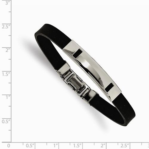 Stainless Steel Black Rubber Fancy Design ID Name Bracelet Free ...