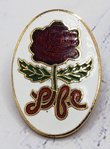 Red Rose Gold Tone Single Flower Round One Inch White Brooch Pin | eBay