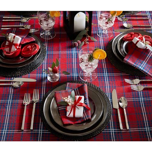 Linen Christmas Table Runner 36 inches – 100% Pure Linen Red and Navy ...