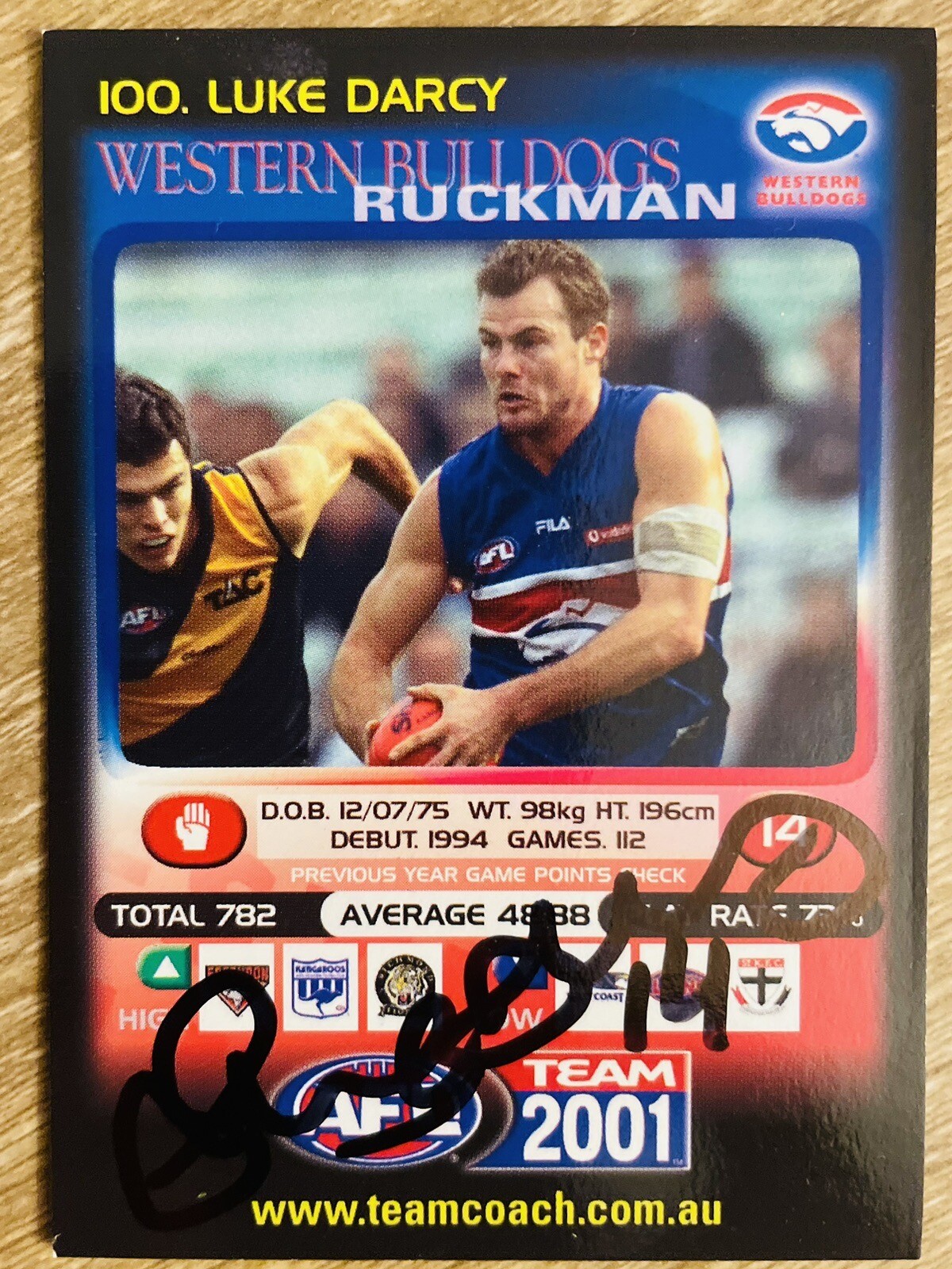 Luke Darcy Signed 2001 Teamcoach Western Bulldogs | eBay