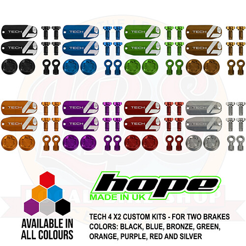 Hope Tech 4 X2 Brake Custom Kit - Lids Bore Caps Banjo Adj Screws All ...