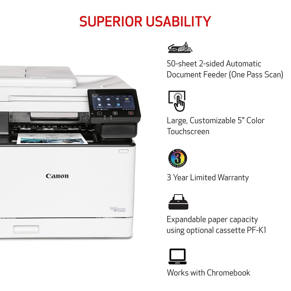 Canon imageCLASS MF753Cdw Wireless Laser Multifunction Printer Color ...