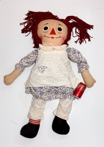 ⭕️ VINTAGE 38” RAGGEDY ANN DOLL KNICKERBOCKER 1970s W/ HEART I LOVE YOU ...