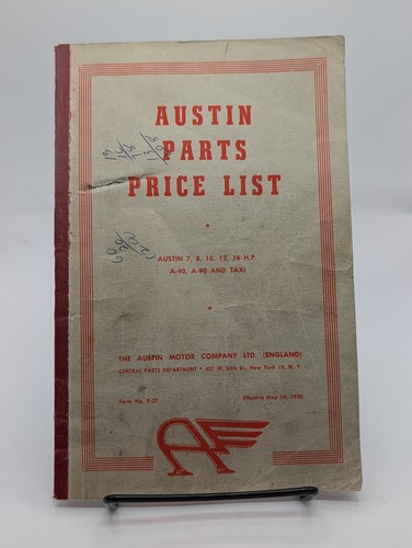 Austin Motors Parts and Price List 1950 - Austin 7, 8, 10, 12, 16 H.P A ...