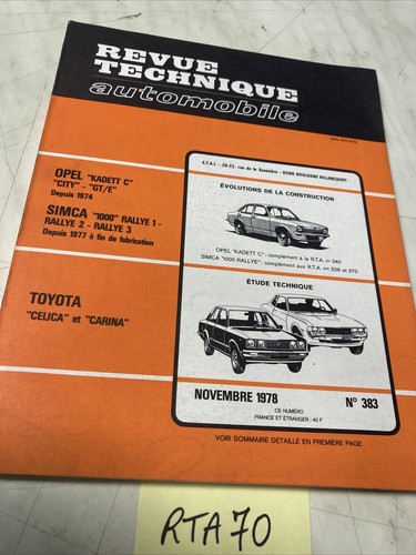 Toyota Celica Carina Automobile Technical Review RTA Evolution Simca ...