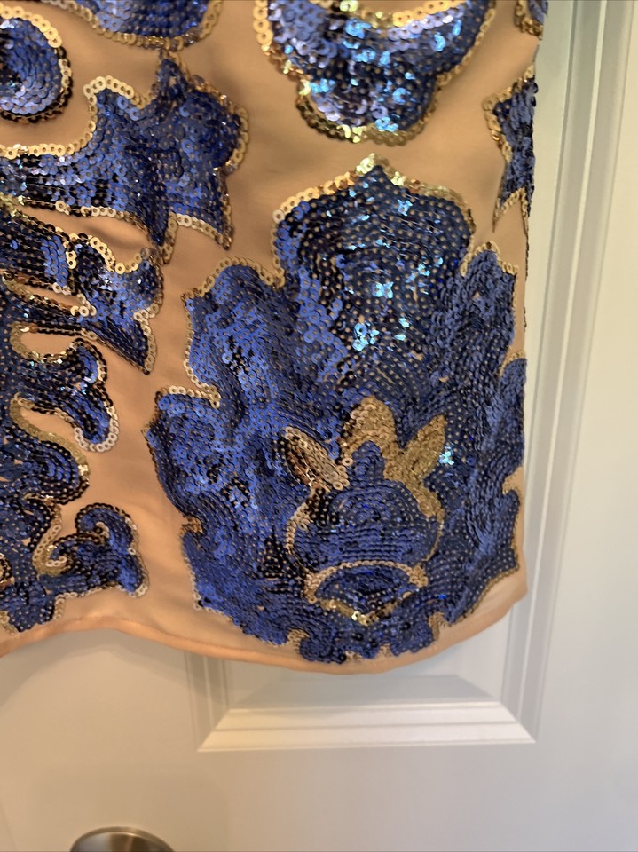 Neiman Marcus + Target Tracy Reese Sz XS Sequined Top Blue Gold Très ...