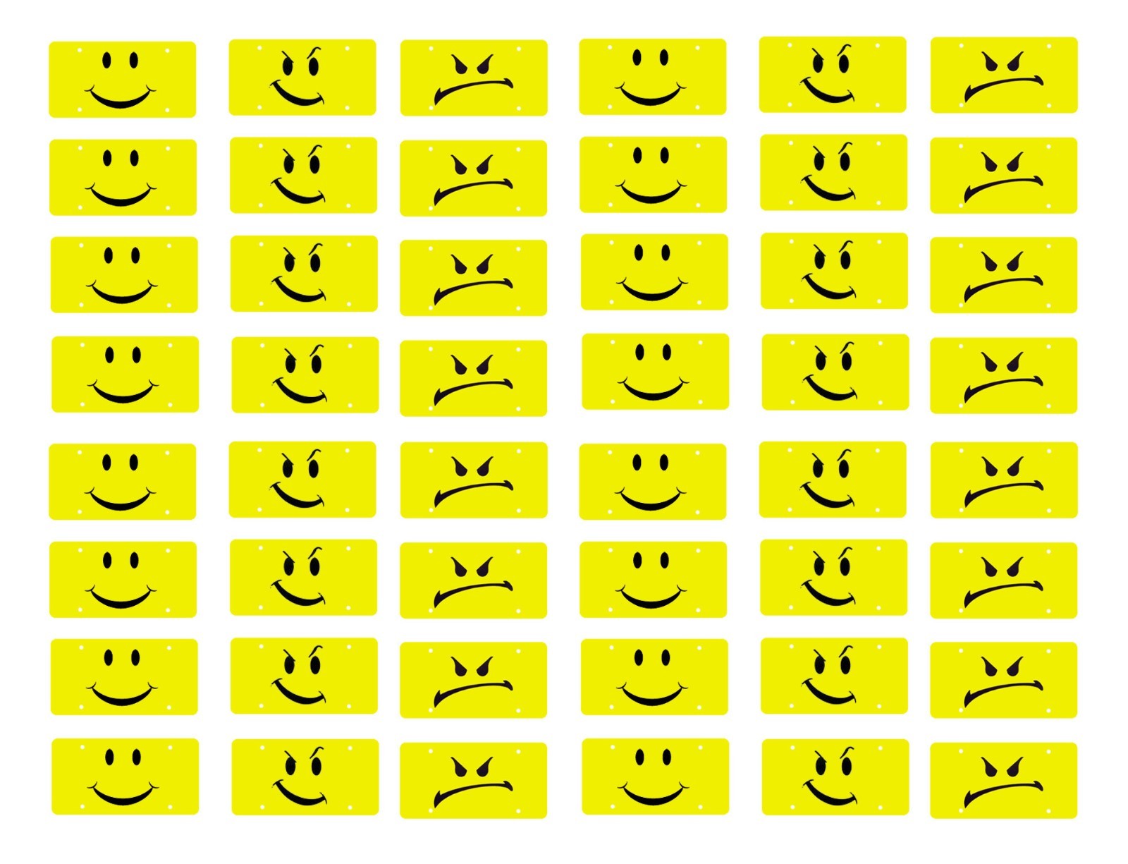 1/24 1/25 scale model car smiley smirky angry face license plates tags ...