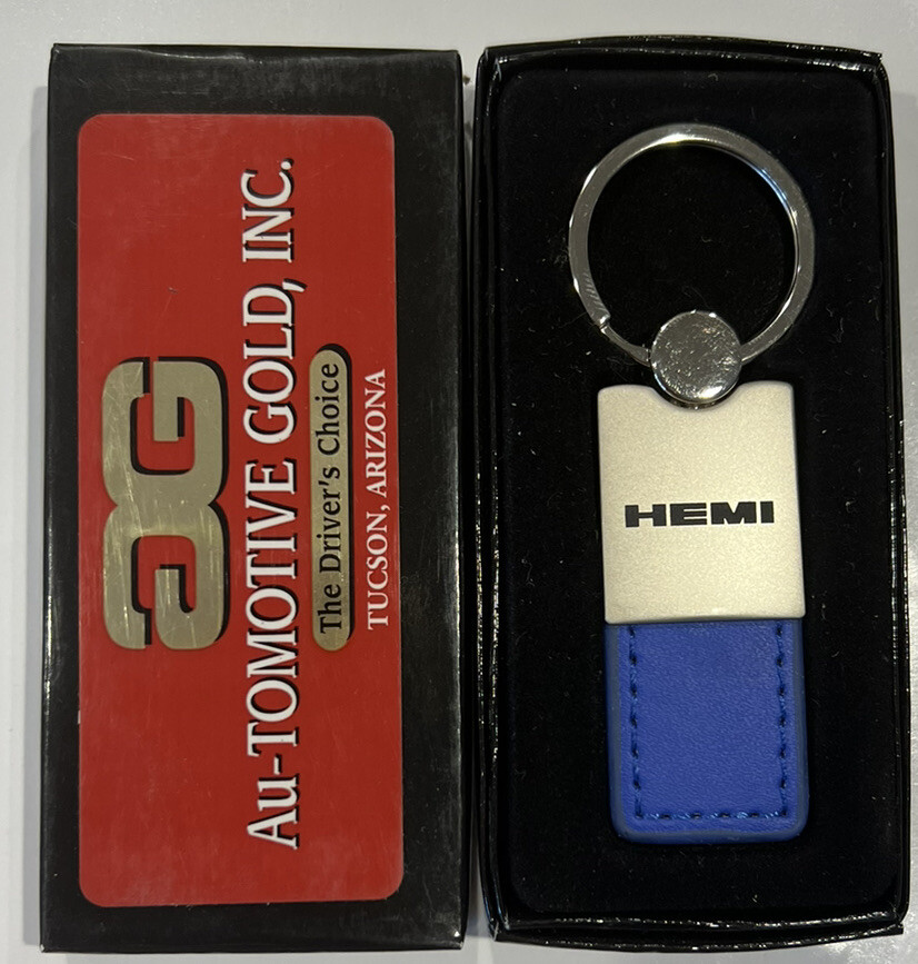 DODGE HEMI Blue Leather & Metal Keychain NEW IN BOX | eBay