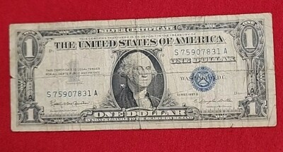 1957 B $1 SILVER CERTIFICATE BLUE SEAL ONE DOLLAR BILL FREE SHIPPING | eBay