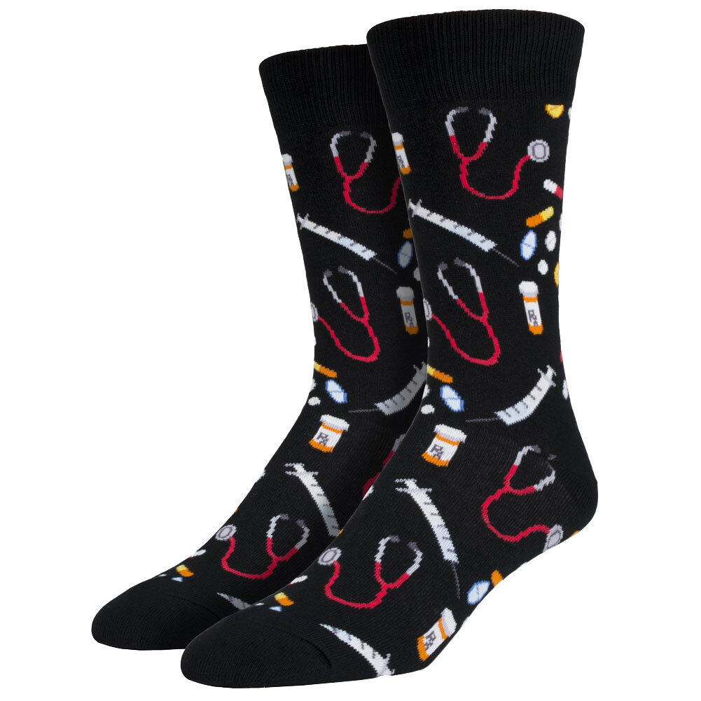 Socksmith Men's Crew Socks Meds Doctors Nurses Medical Things Novelty ...
