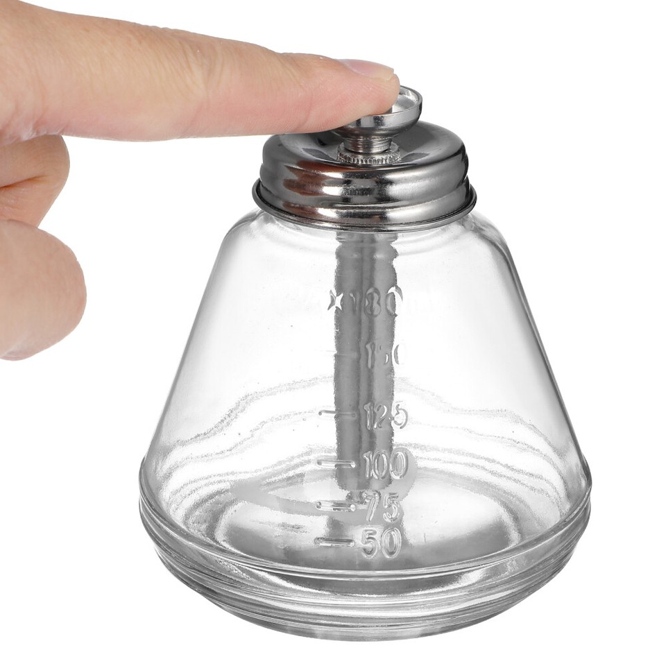 180 ML Water Dispenser Shoe Shine Push Glass Bottle with Pump Small ...