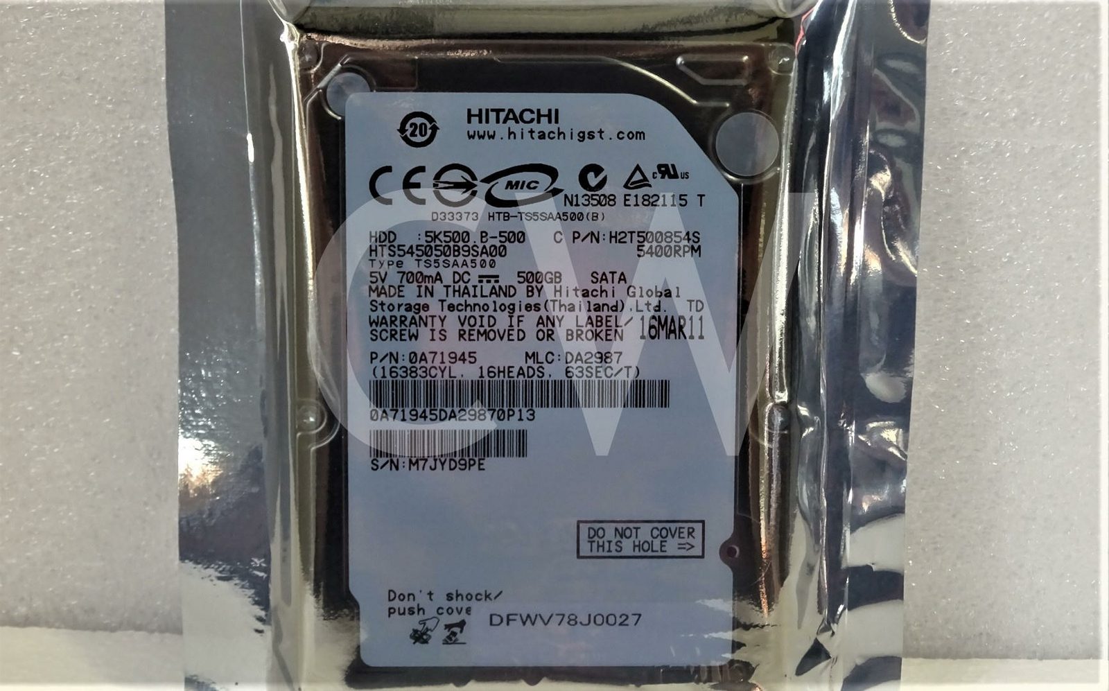 HTS545050B9SA00 0A71945 Hitachi 500GB 5.4K RPM 1.5Gb/s 2.5" SATA HDD ...