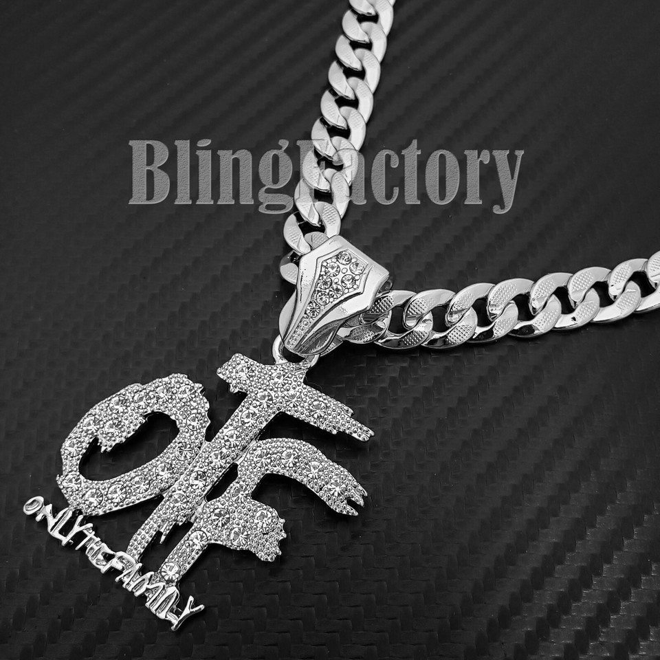 Iced Only The Family OTF Pendant & 10mm 24" Miami Cuban Chain Hip Hop ...