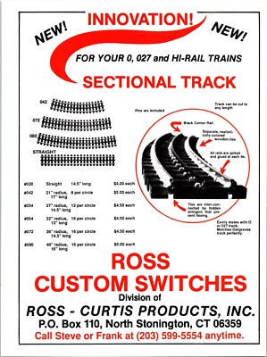Ross Custom Sectional Track & Switches Vintage Print Ads Ephemera | eBay