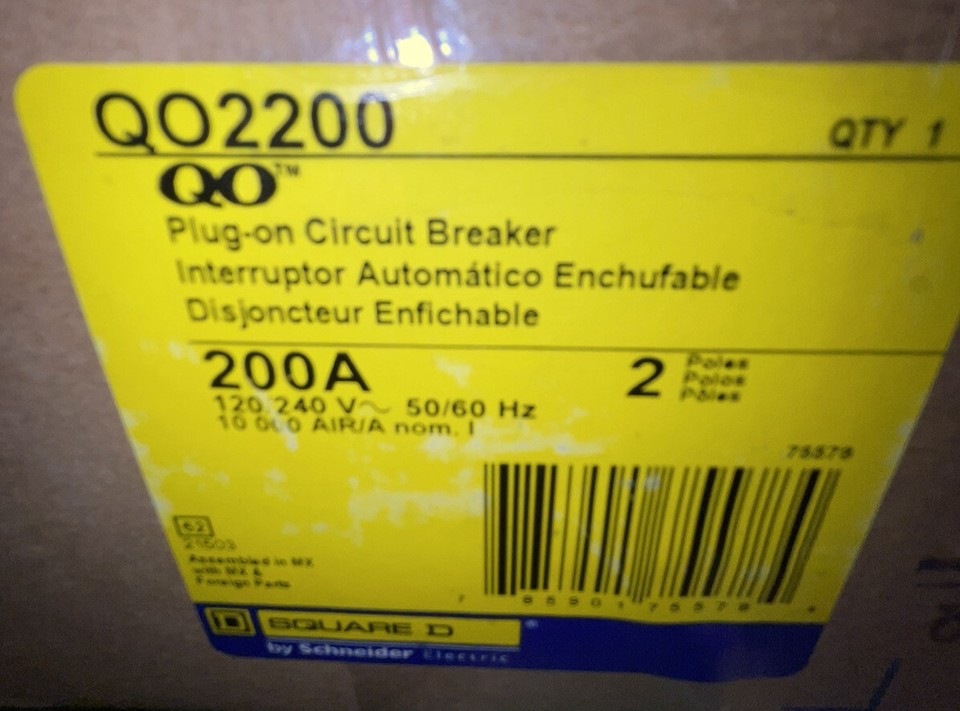 Square D QO2200 200A Two-Pole Circuit Breaker | eBay