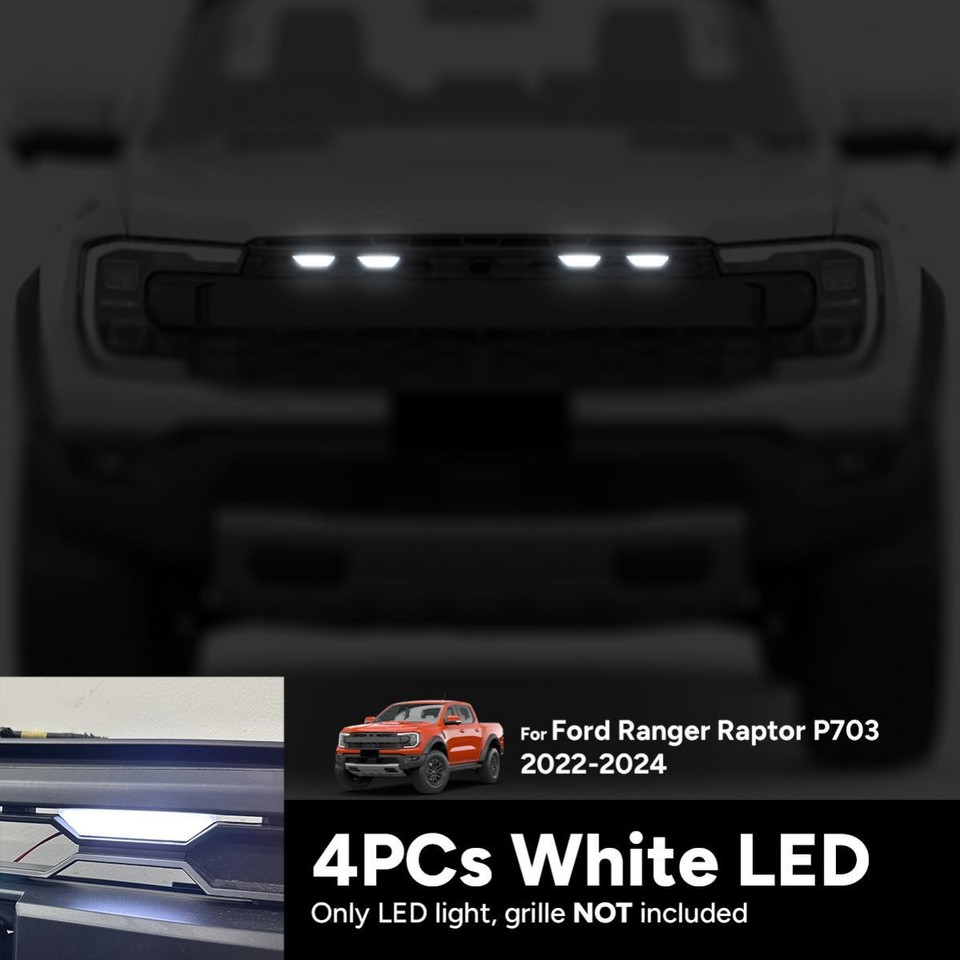 4PCs White LED Light Front Grille For Ford Ranger Raptor P703 2022-2024 ...