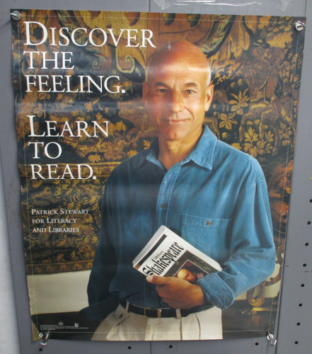 1991 STAR TREK Patrick Stewart LEARN TO READ 22x28 Library Poster ...