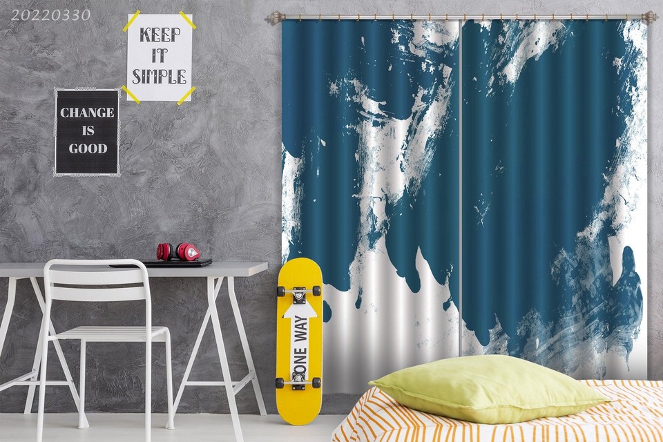 3D White Paint Blue Background Curtains And Drapes Gd 3583 | eBay Australia