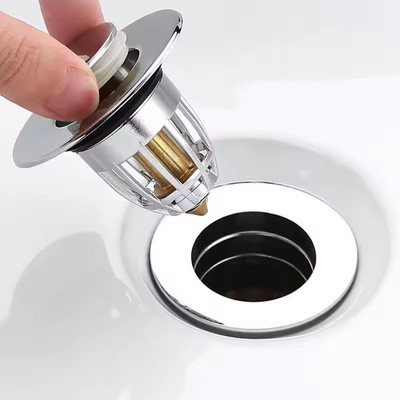 Press Bounce Basin Pop-up Drain Filter Bathroom Sink Plug Stopper Wash ...