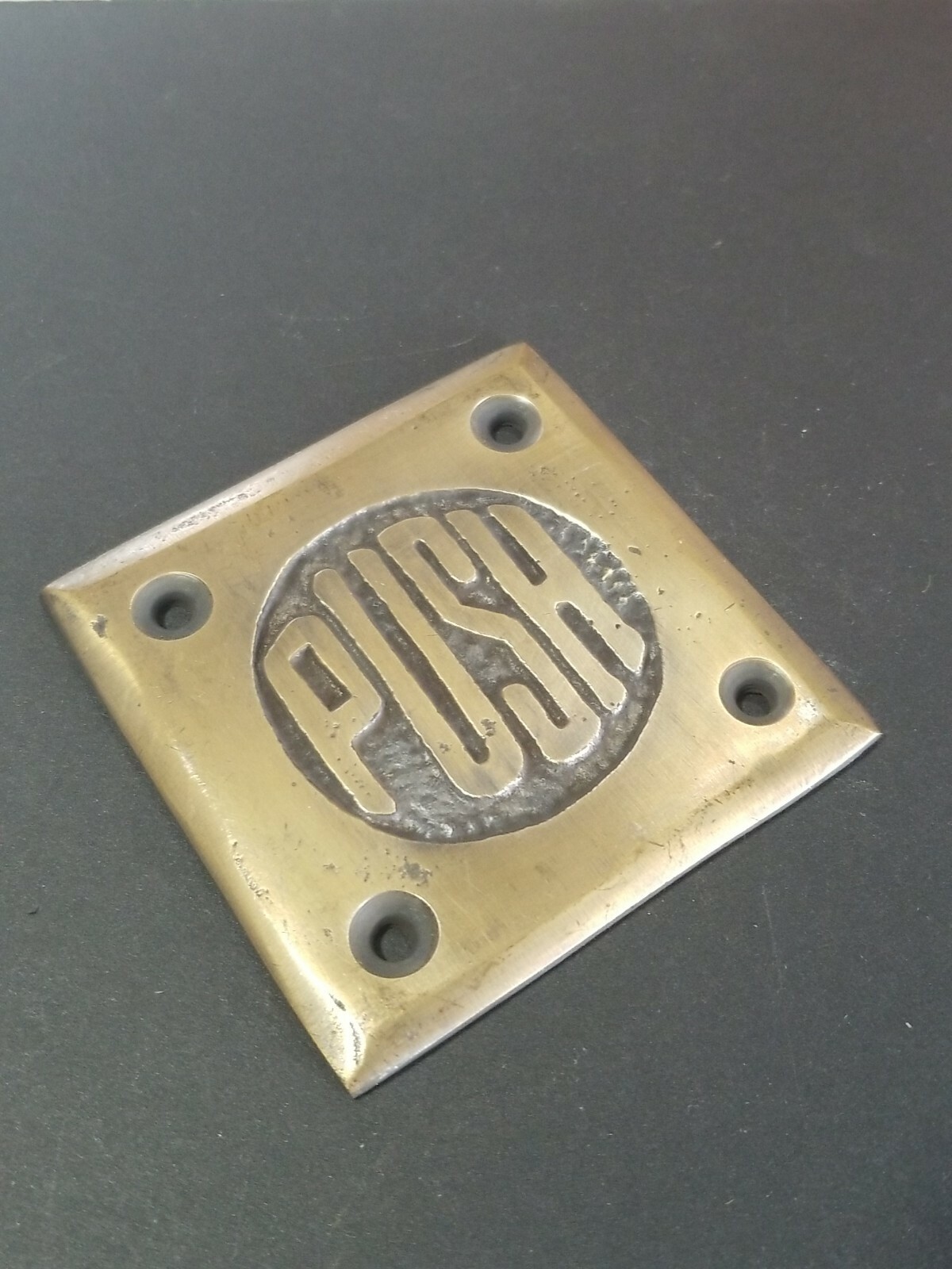 Art Deco Door PUSH sign plaque Rare Unique Antique Style solid brass 2 ...