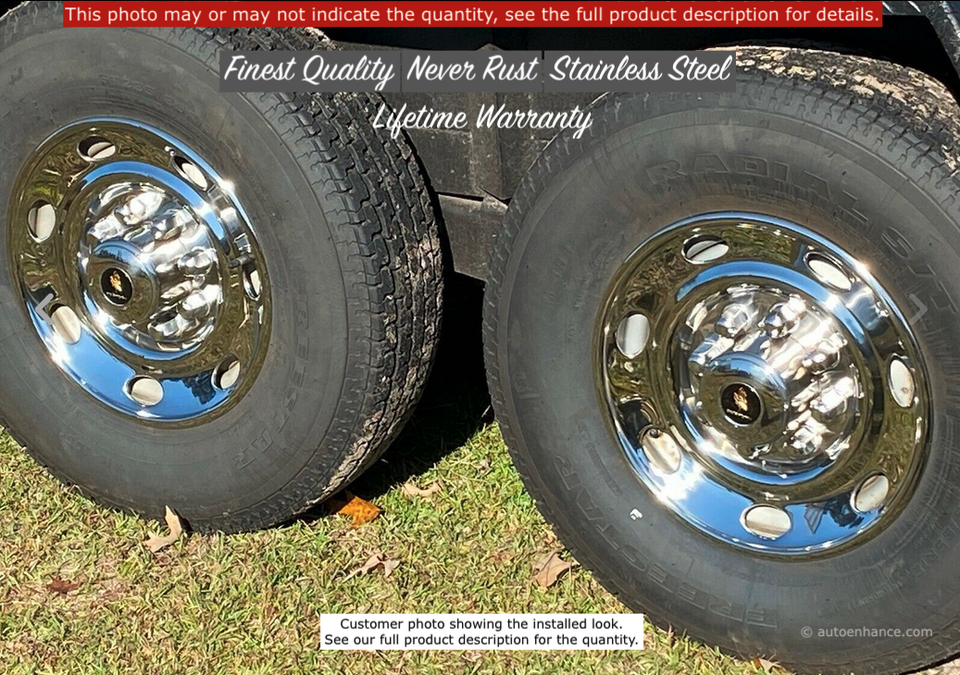 16" Trailer Wheel Hubcap Rim Covers Bolt On Over Lugs Stainless Steel ...