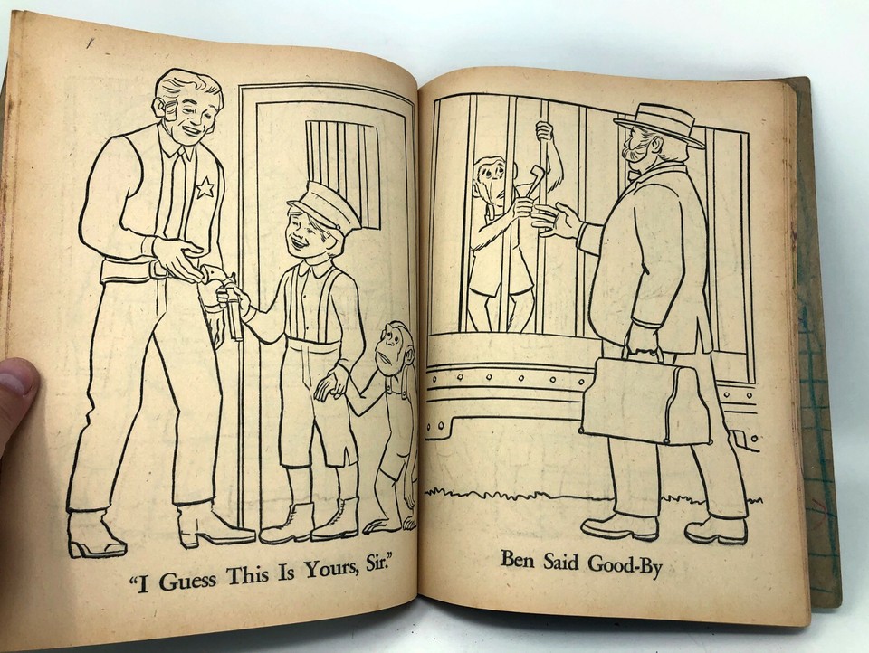 1959 Toby Tyler Coloring Book Walt Disney Pink Elephant Monkey Circus ...
