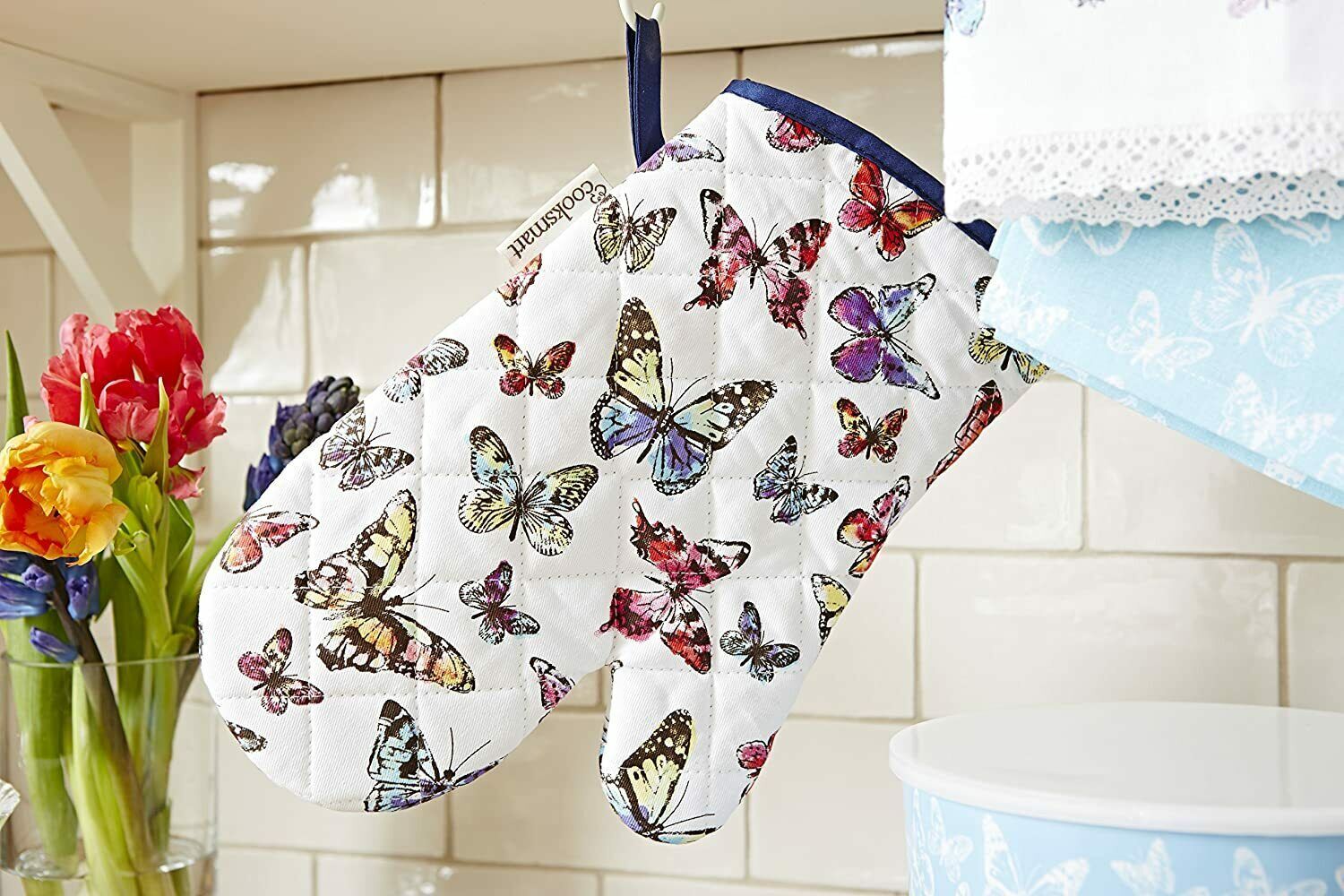 Set of 2 Oven Gloves Kitchen Mitts BBQ Cooking Baking Grilling Mitten ...